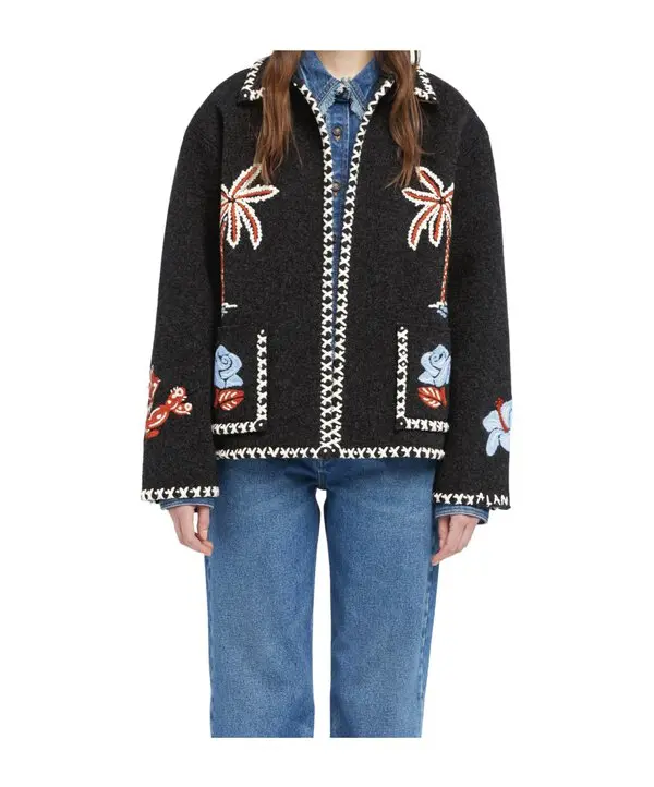 Alanui Embroidered Graphic Pattern Jacket - Black
