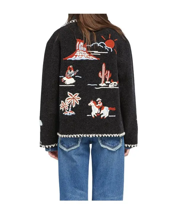 Alanui Embroidered Graphic Pattern Jacket - Black