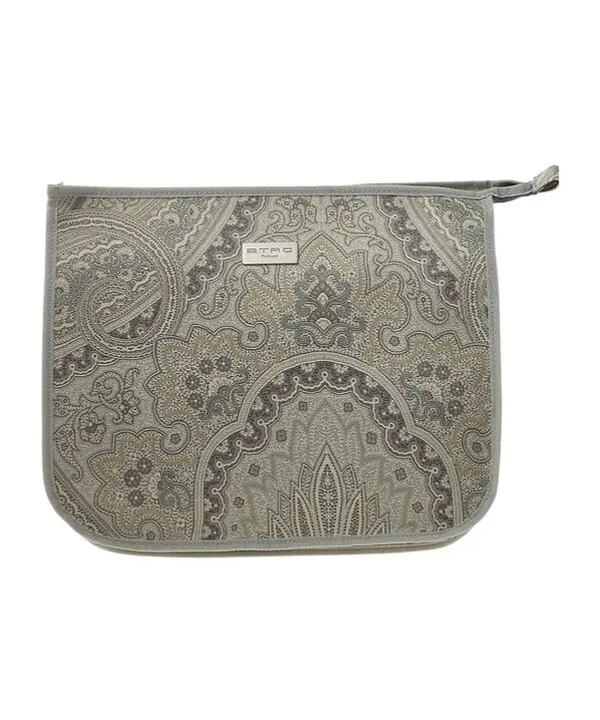 Etro Graphic Pattern Zipper Clutch - Gray