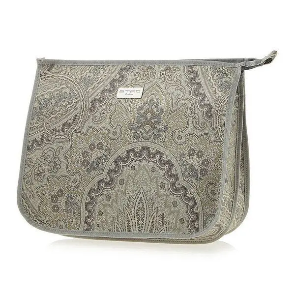 Etro Graphic Pattern Zipper Clutch - Gray