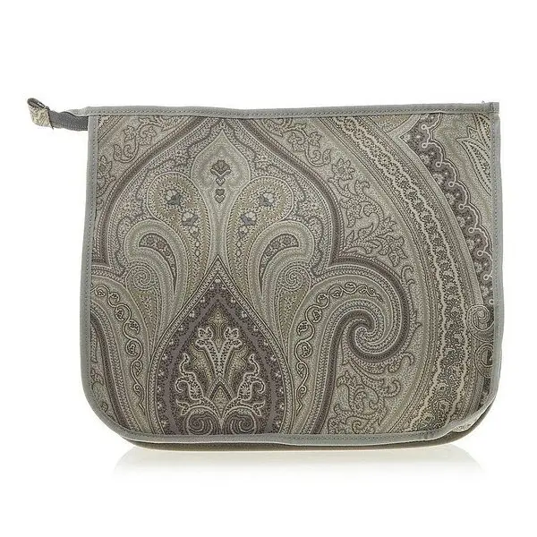 Etro Graphic Pattern Zipper Clutch - Gray