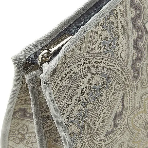 Etro Graphic Pattern Zipper Clutch - Gray