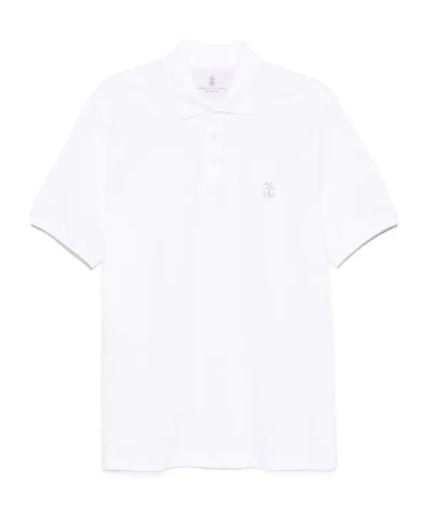 Brunello Cucinelli Logo Detailed Short-sleeved Polo Shirt - White