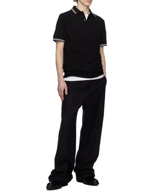 Moncler Logo Patch Short Sleeved Polo Shirt - Black