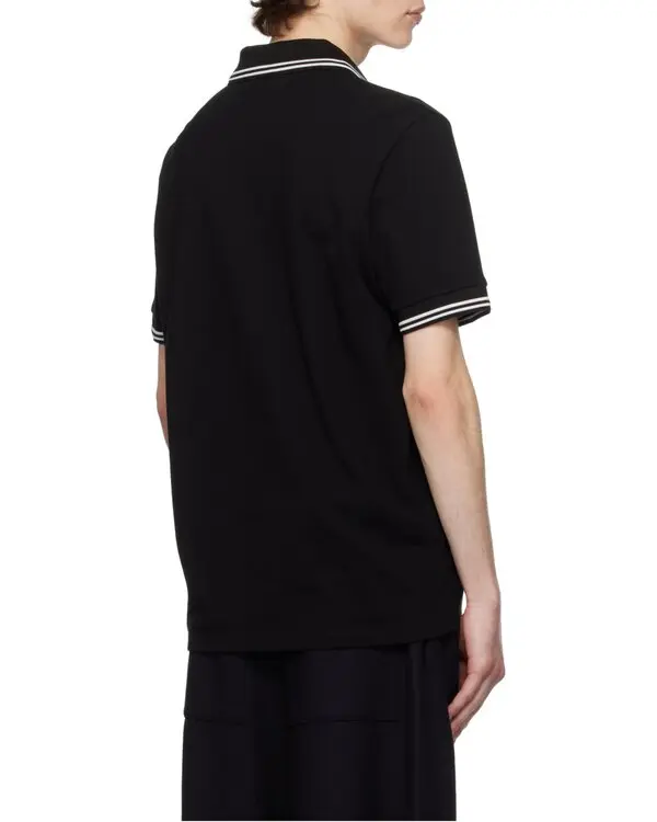 Moncler Logo Patch Short Sleeved Polo Shirt - Black