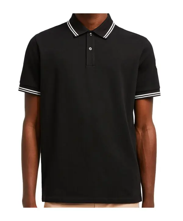 Moncler Logo Patch Short Sleeved Polo Shirt - Black