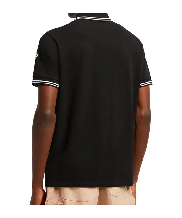 Moncler Logo Patch Short Sleeved Polo Shirt - Black