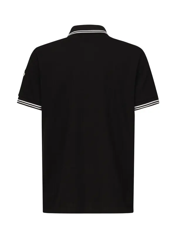 Moncler Logo Patch Short-sleeved Polo Shirt - Black