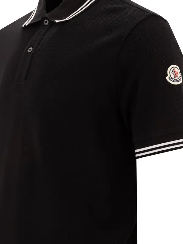 Moncler Logo Patch Short-sleeved Polo Shirt - Black