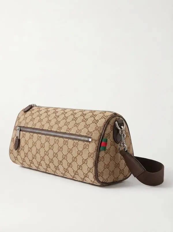 Gucci Gg Canvas Small Boston Bag - Beige And Dark Brown