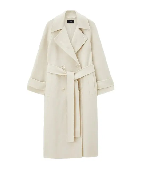 JOSEPH Navarre Linear Double Face Wool Coat - Ivory