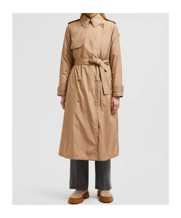 Moncler Barbetane Down Trench Coat - Camel/beige
