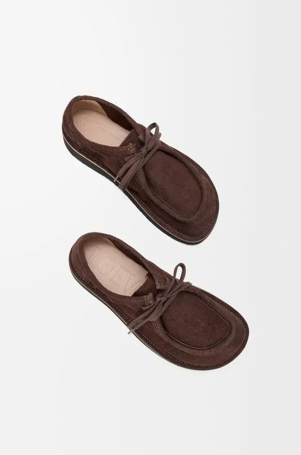 Loewe Faro Suede Lace-up Shoes - Dark Brown