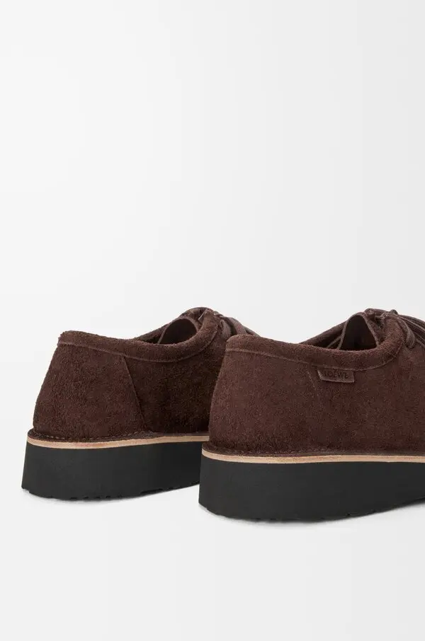 Loewe Faro Suede Lace-up Shoes - Dark Brown