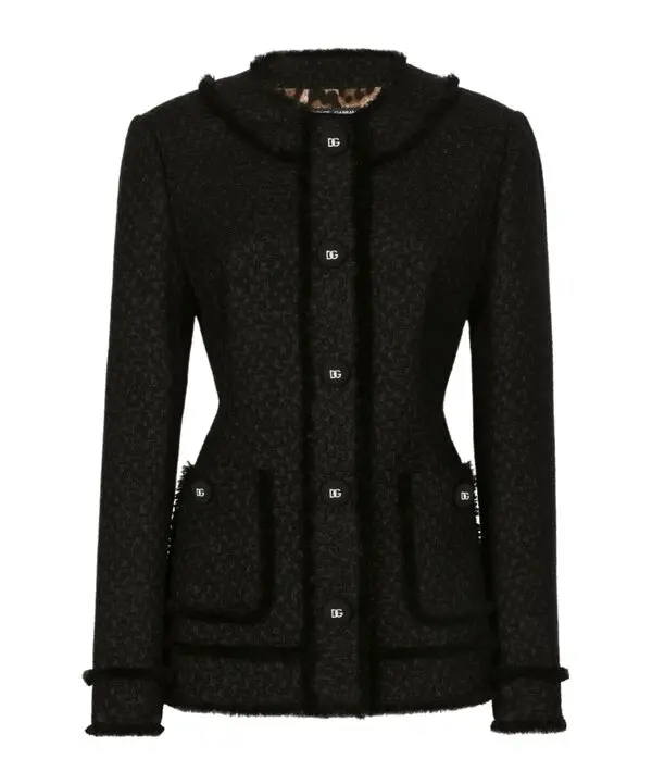 Dolce & Gabbana Frayed Detail Jacket - Black