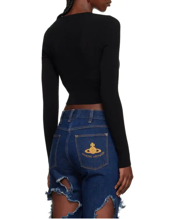 VIVIENNE WESTWOOD V-neck Long-sleeve Sweater With Saturn Logo