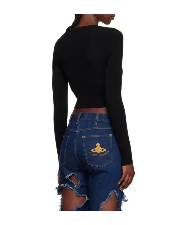 VIVIENNE WESTWOOD V-neck Long-sleeve Sweater With Saturn Logo