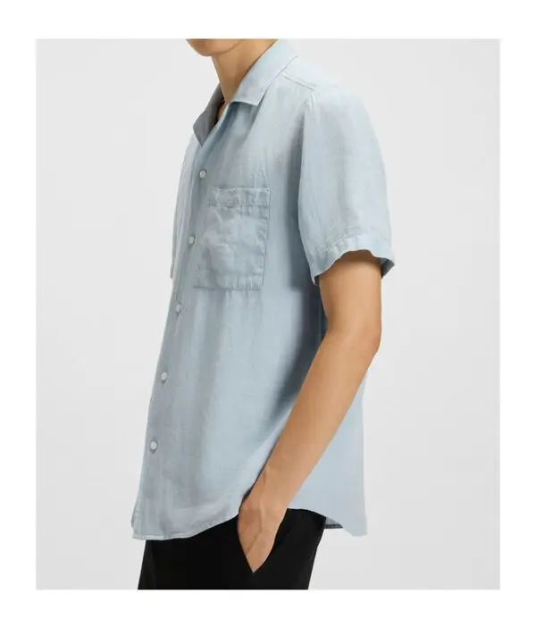 Hugo Boss Short-sleeve Button-up Shirt - Light Blue