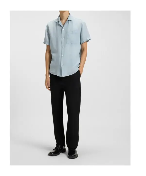 Hugo Boss Short-sleeve Button-up Shirt - Light Blue