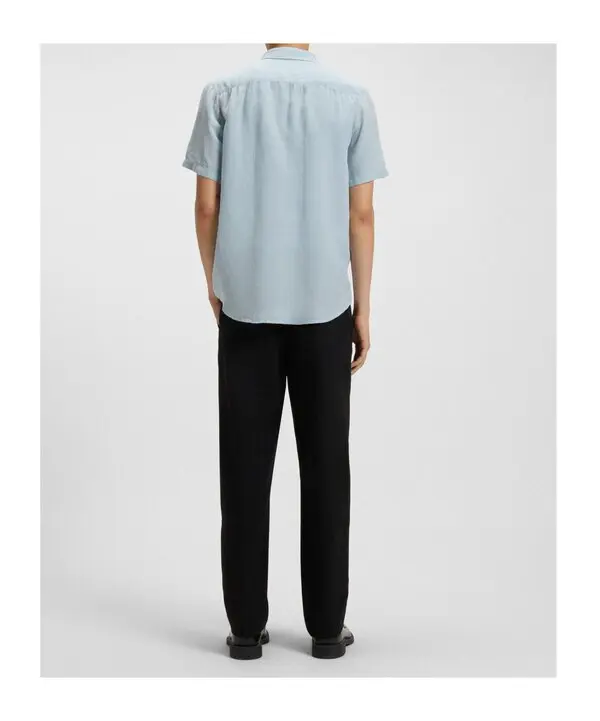 Hugo Boss Short-sleeve Button-up Shirt - Light Blue
