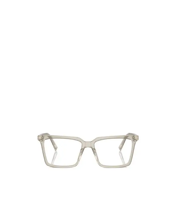 Miu Miu Square Frame Eyeglasses With Logo Embellishments - Grey