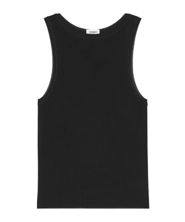 Saint Laurent Sleeveless Ribbed Knit Tank Top