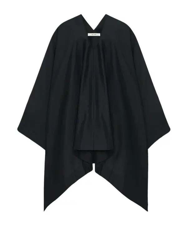 THE ROW Cedar Asymmetric V-neck Cape Top - Black