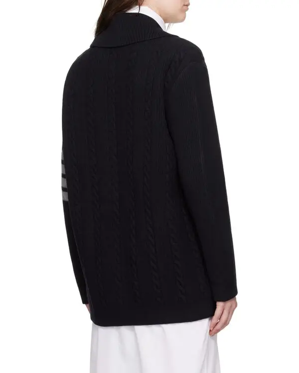 Thom Browne 4-bar Button-up Cardigan - Navy Blue