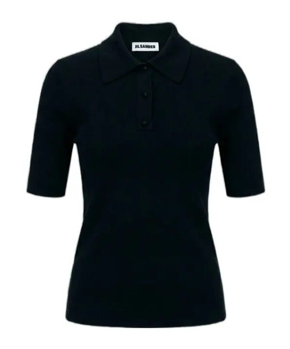 JIL SANDER Short-sleeved Knitted Polo Shirt