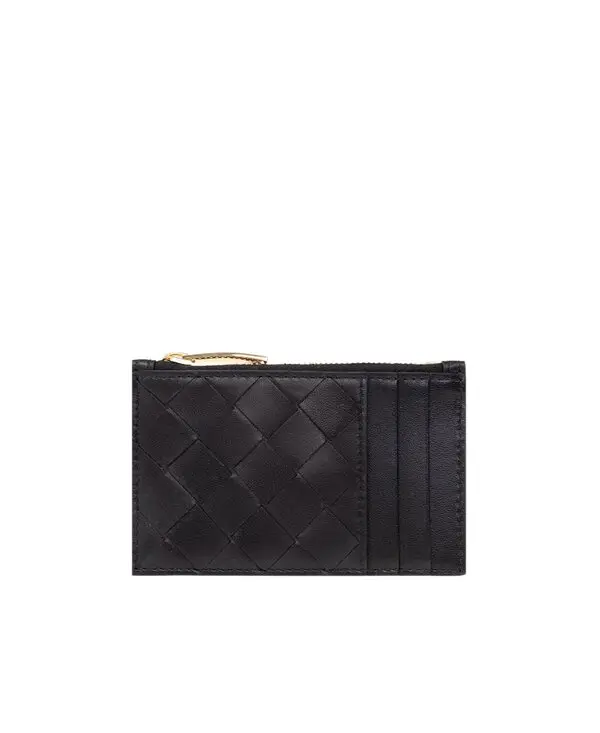 Bottega Veneta Zipped Coin Compartment Card Holder - Black