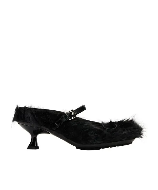 Simone Rocha 60mm Fur-trimmed Buckle Mules - Black