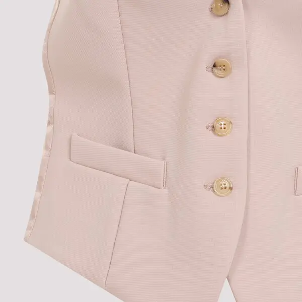 Max Mara V-neck Buttoned Vest With Jacquard Logo - Pink