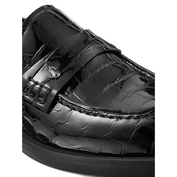 JIMMY CHOO Crocodile-embossed Leather Loafers