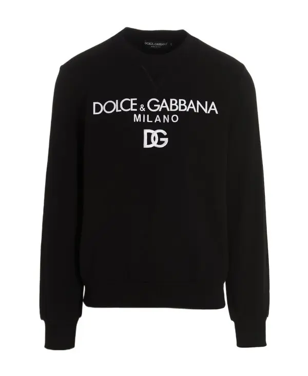 Dolce & Gabbana Logo Embroidered Crewneck Sweatshirt - Black