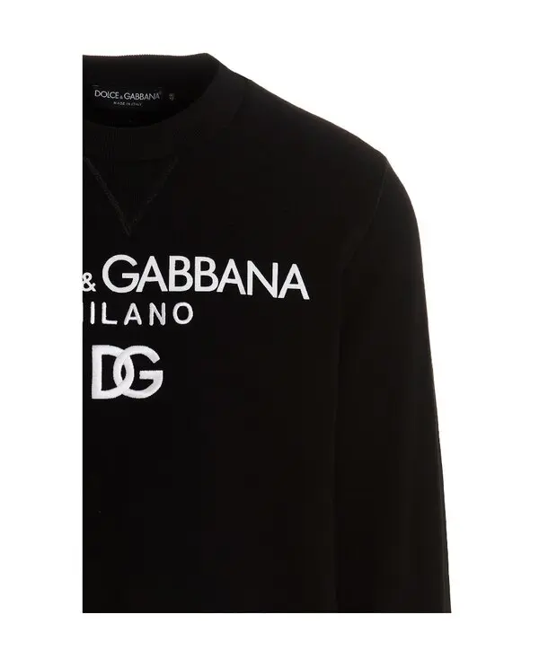 Dolce & Gabbana Logo Embroidered Crewneck Sweatshirt - Black
