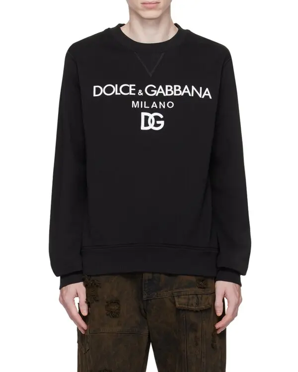 Dolce & Gabbana Logo Embroidered Crewneck Sweatshirt - Black