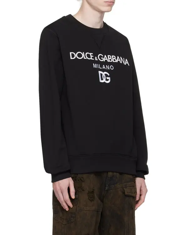 Dolce & Gabbana Logo Embroidered Crewneck Sweatshirt - Black