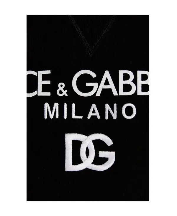 Dolce & Gabbana Logo Embroidered Crewneck Sweatshirt - Black