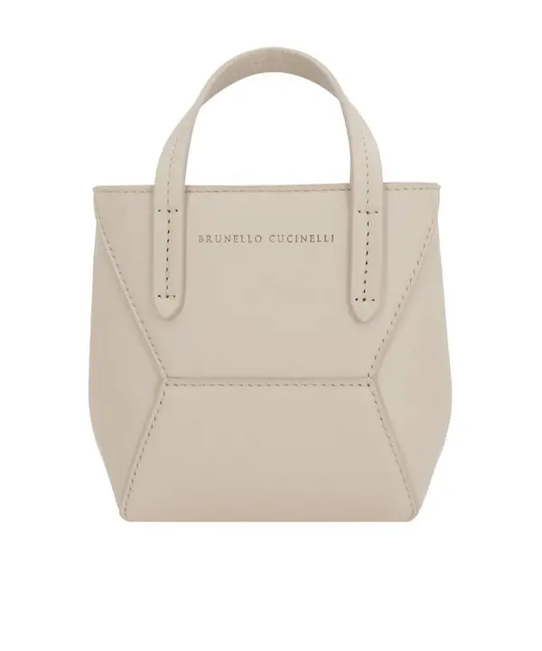 Brunello Cucinelli Duo Logo Embossed Mini Tote Bag