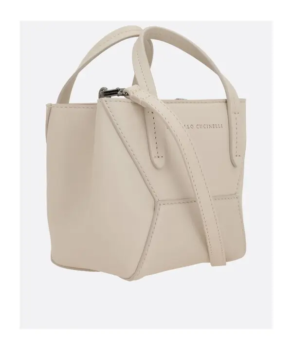 Brunello Cucinelli Duo Logo Embossed Mini Tote Bag