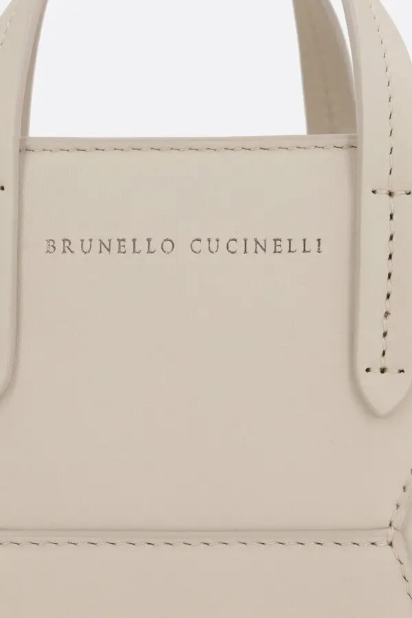 Brunello Cucinelli Duo Logo Embossed Mini Tote Bag