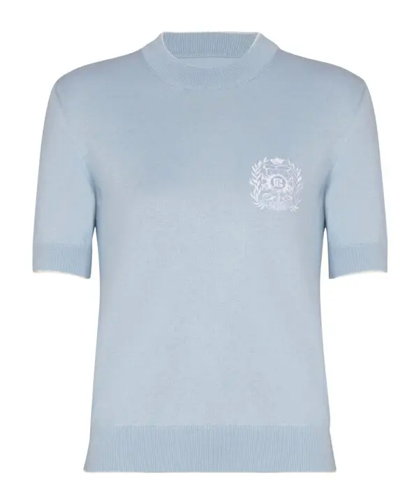 Balmain Emblème Embroidered Knit Top