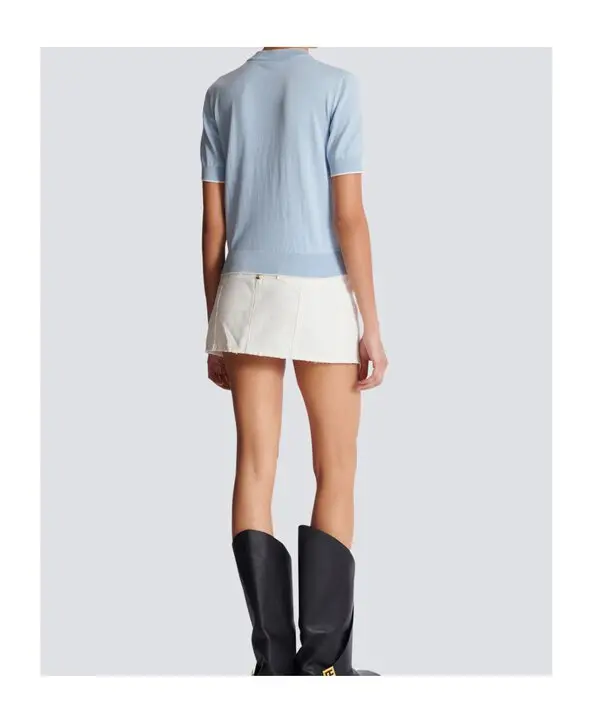 Balmain Emblème Embroidered Knit Top