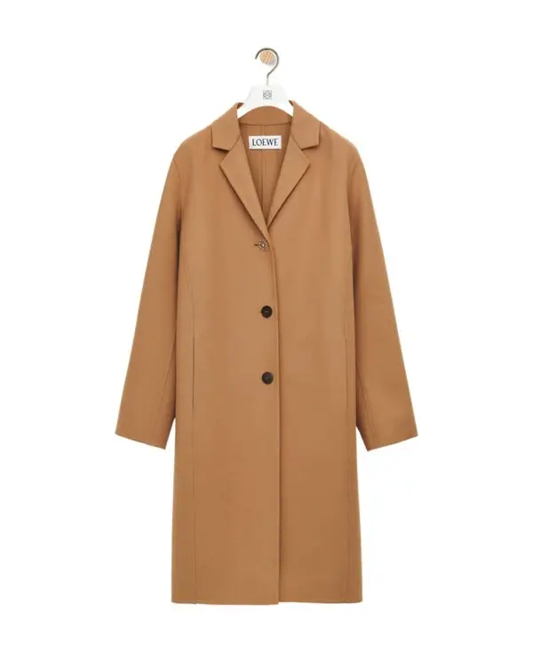 Loewe Anagram Coat In Wool And Cashmere - Camel