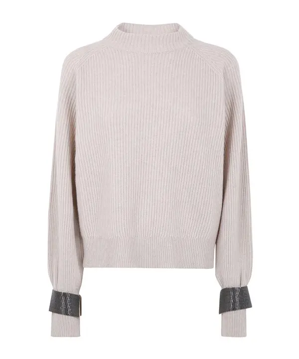 Brunello Cucinelli Embellished Cuffs Crewneck Jumper