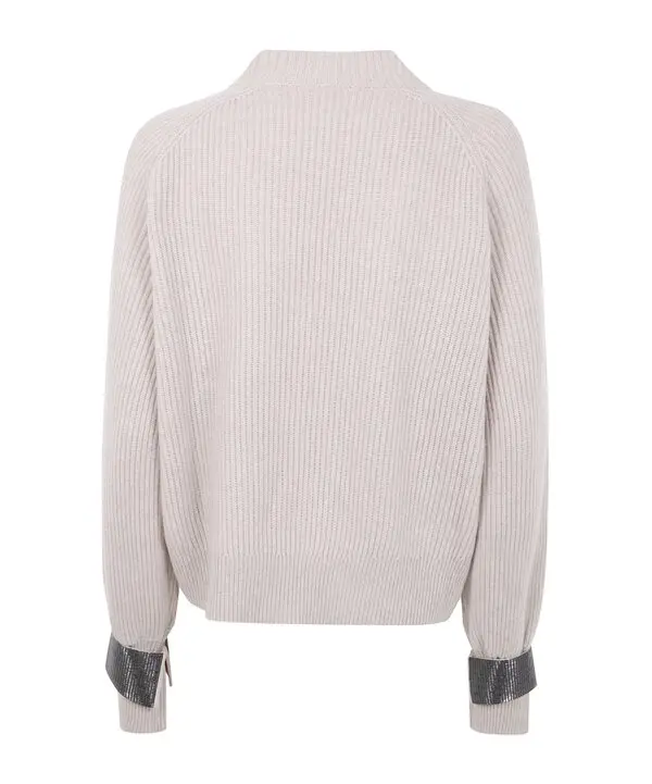 Brunello Cucinelli Embellished Cuffs Crewneck Jumper
