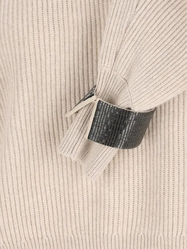 Brunello Cucinelli Embellished Cuffs Crewneck Jumper