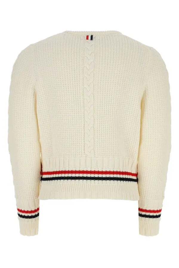 Thom Browne Rwb-stripe Cable Knit Jumper