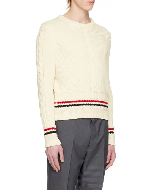 Thom Browne Rwb-stripe Cable Knit Jumper
