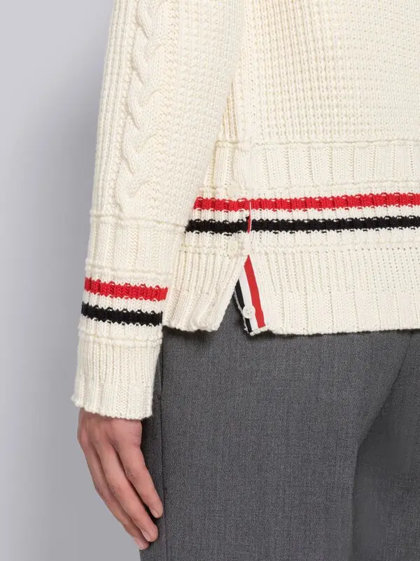 Thom Browne Rwb-stripe Cable Knit Jumper
